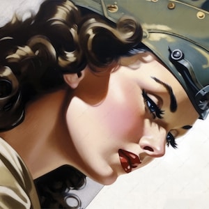 Bomber Girl Art Deco Poster Retro Aviation Poster Female Pilot Artwork ...