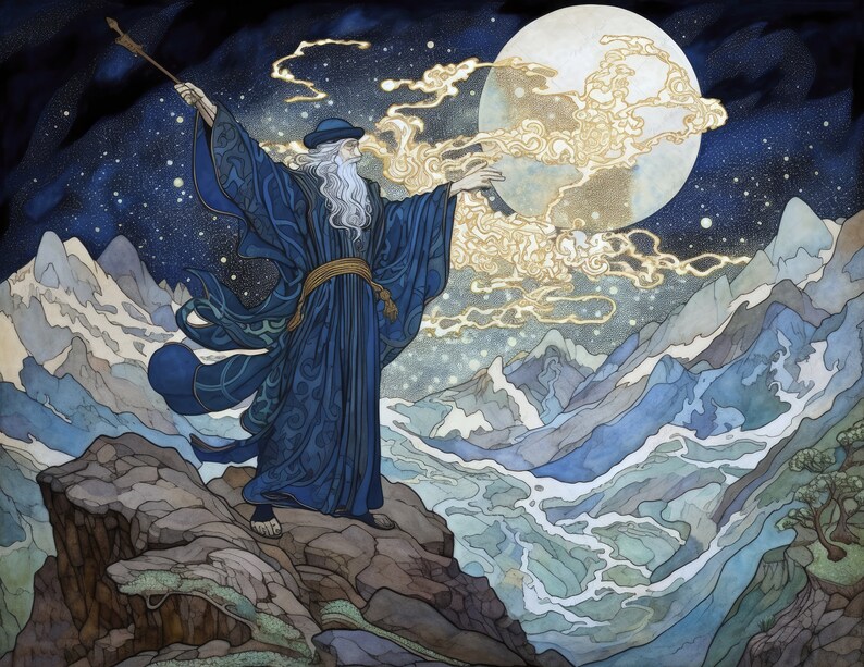 Fantasy Wizards Digital Paper, Wizard Journal, Printable Scrapbook ...