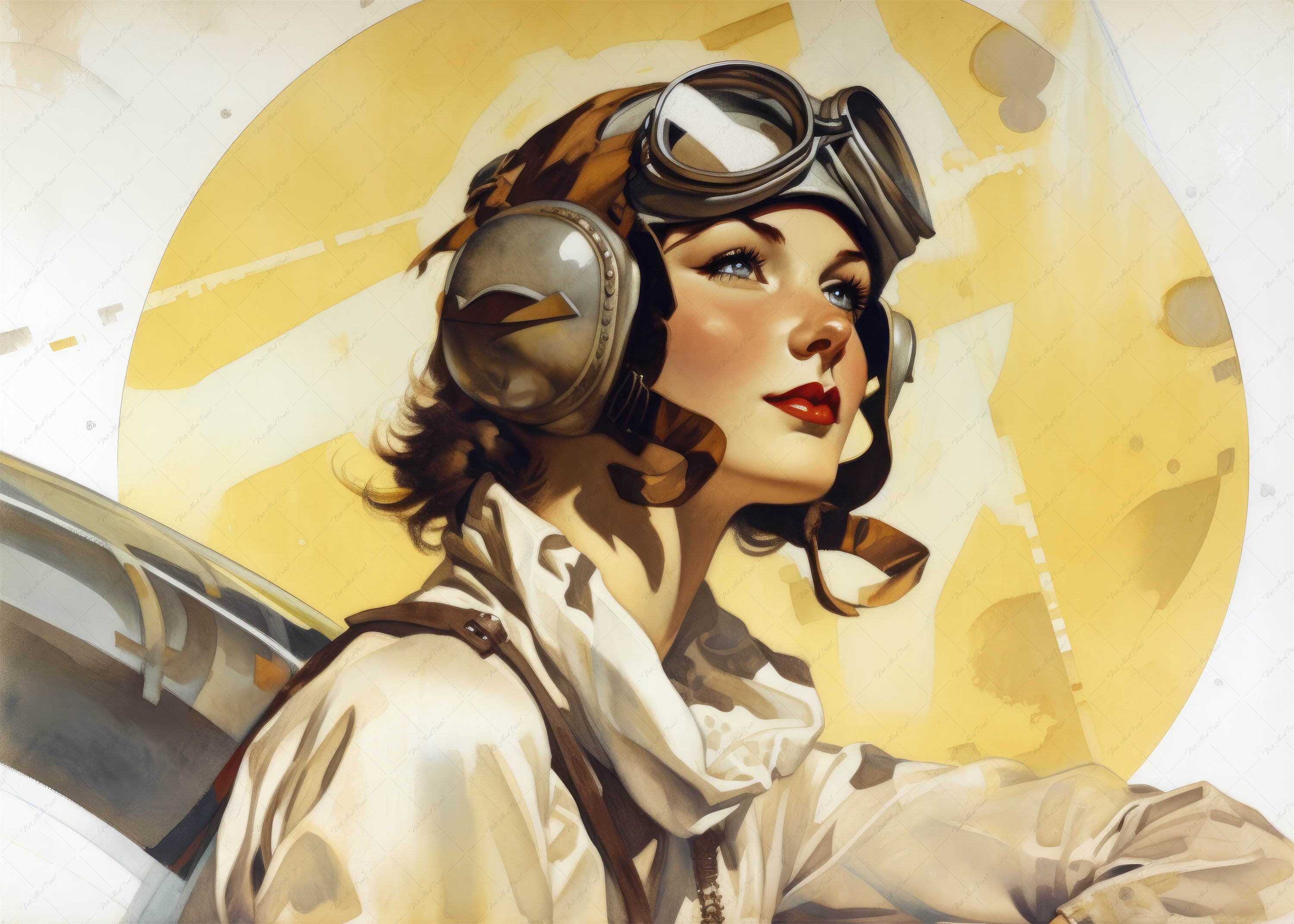 Bomber Girl Art Deco Poster Retro Aviation Poster Female Pilot Artwork ...