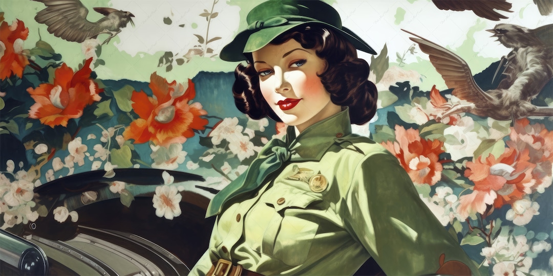 Bomber Girl Art Deco Poster Retro Aviation Poster Female Pilot Artwork ...