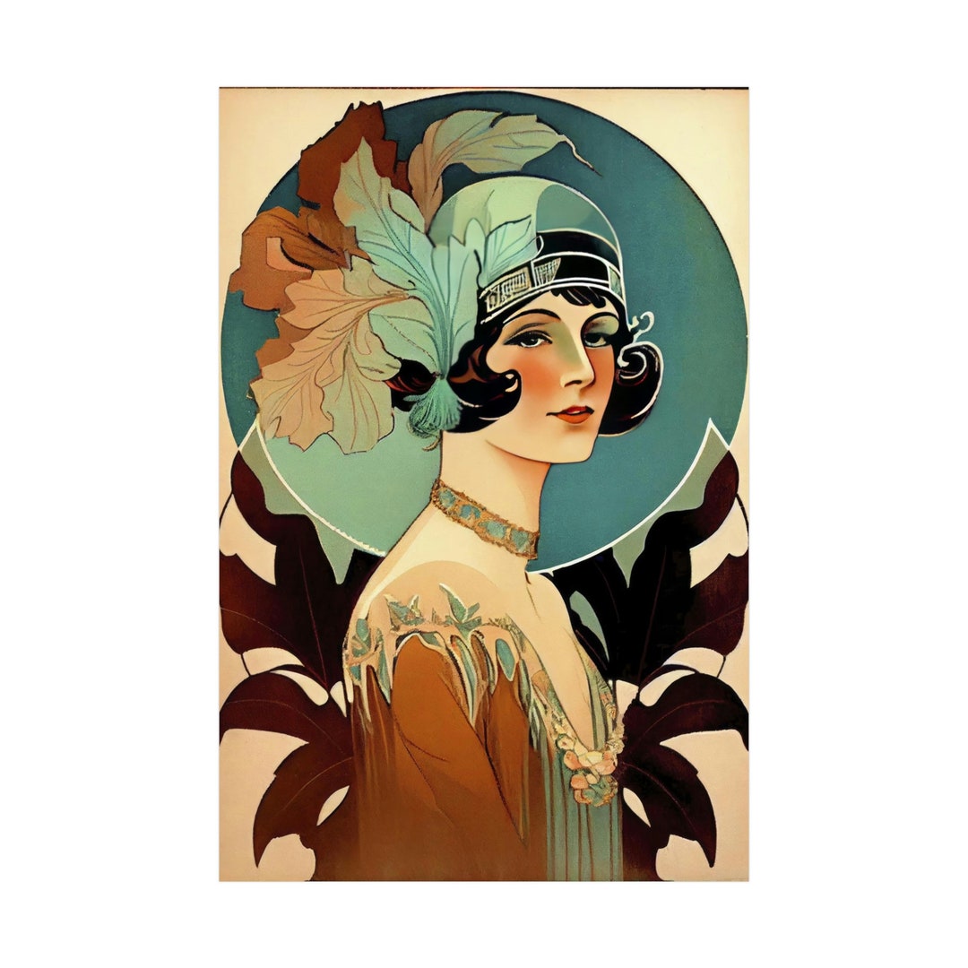 Flapper Girl Art Deco Poster Portrait Wall Art Print Great Gatsby 1920s ...