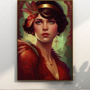 Flapper Girl Art Deco Collection Bundle - Portrait Wall Art Print Great ...