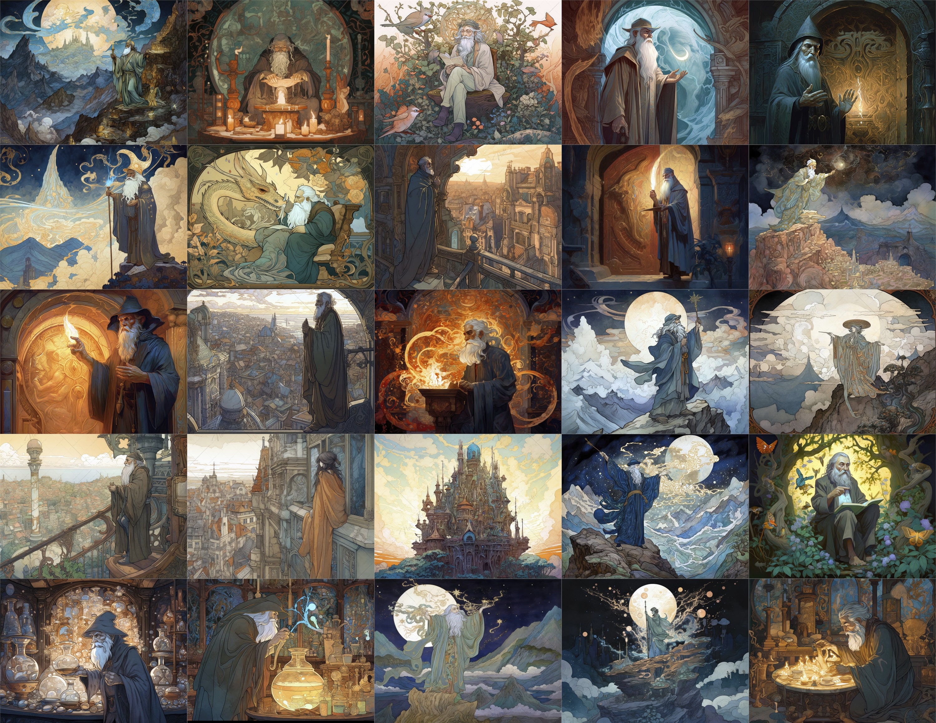 Fantasy Wizards Digital Paper BUNDLE, Wizard Journal, Printable ...