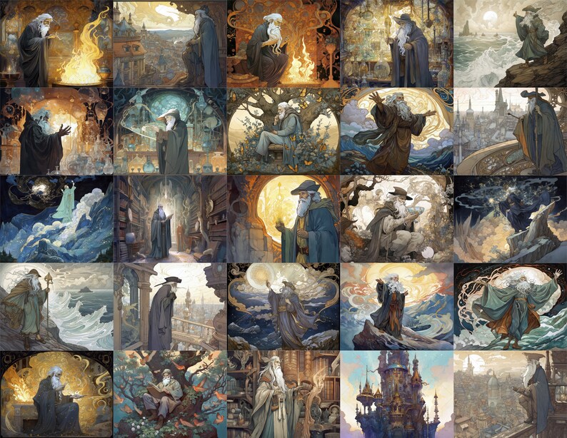 Fantasy Wizards Digital Paper BUNDLE, Wizard Journal, Printable ...