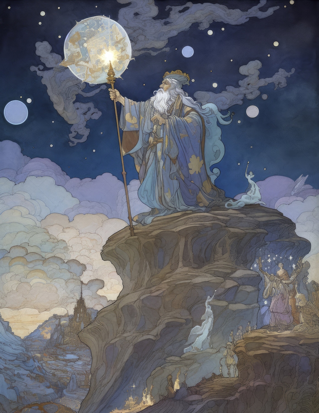 Fantasy Wizards - Digital Paper, Wizard Journal, Printable Scrapbook ...