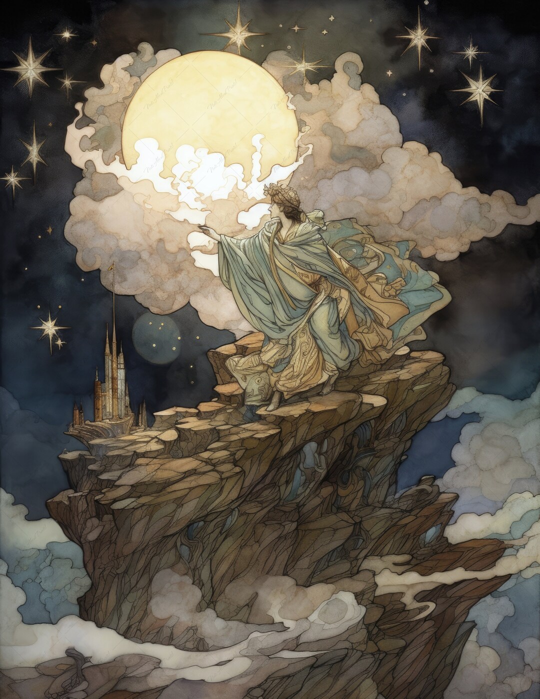 Fantasy Wizards Digital Paper Wizard Journal Printable - Etsy