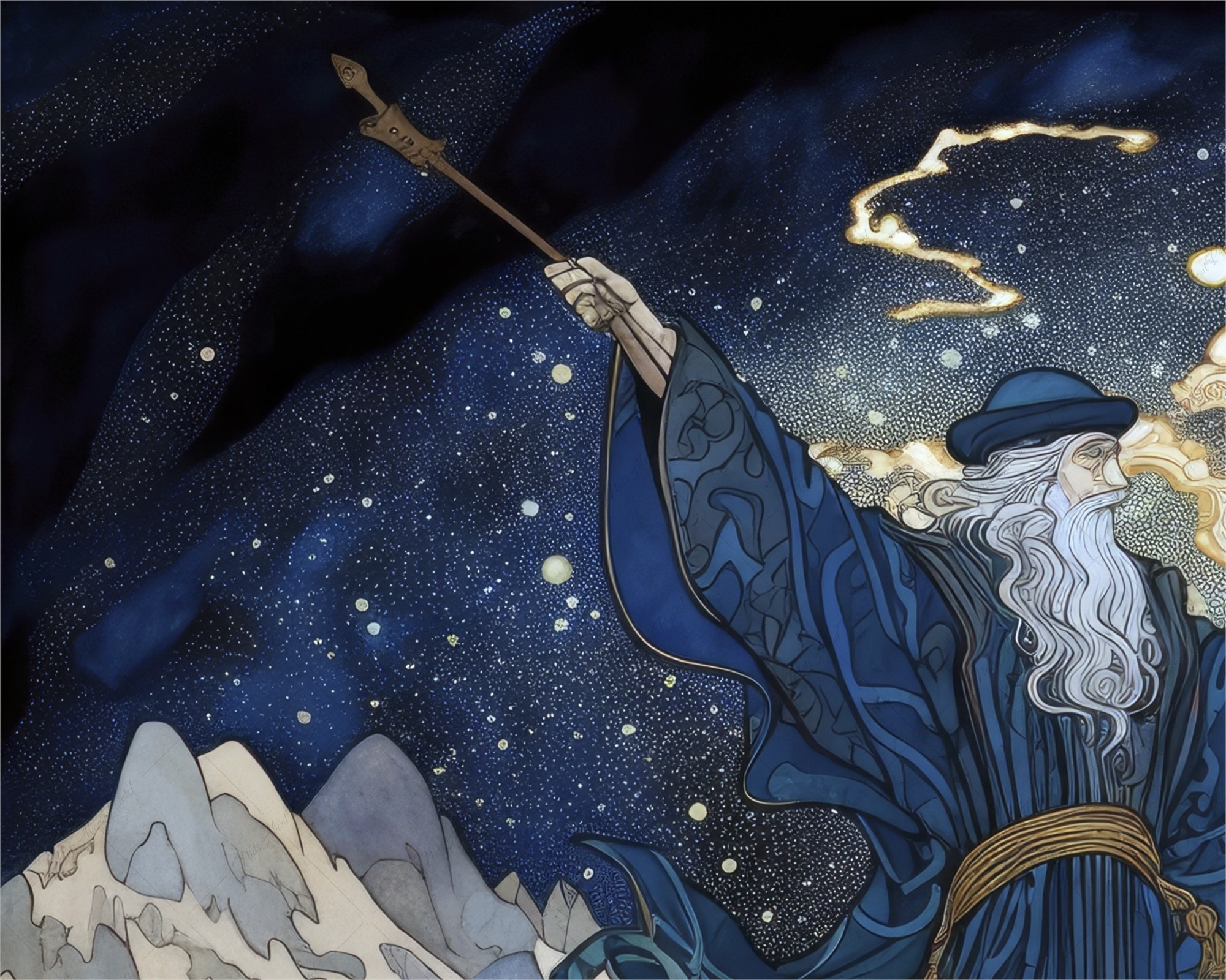 Fantasy Wizards Digital Paper, Wizard Journal, Printable Scrapbook ...