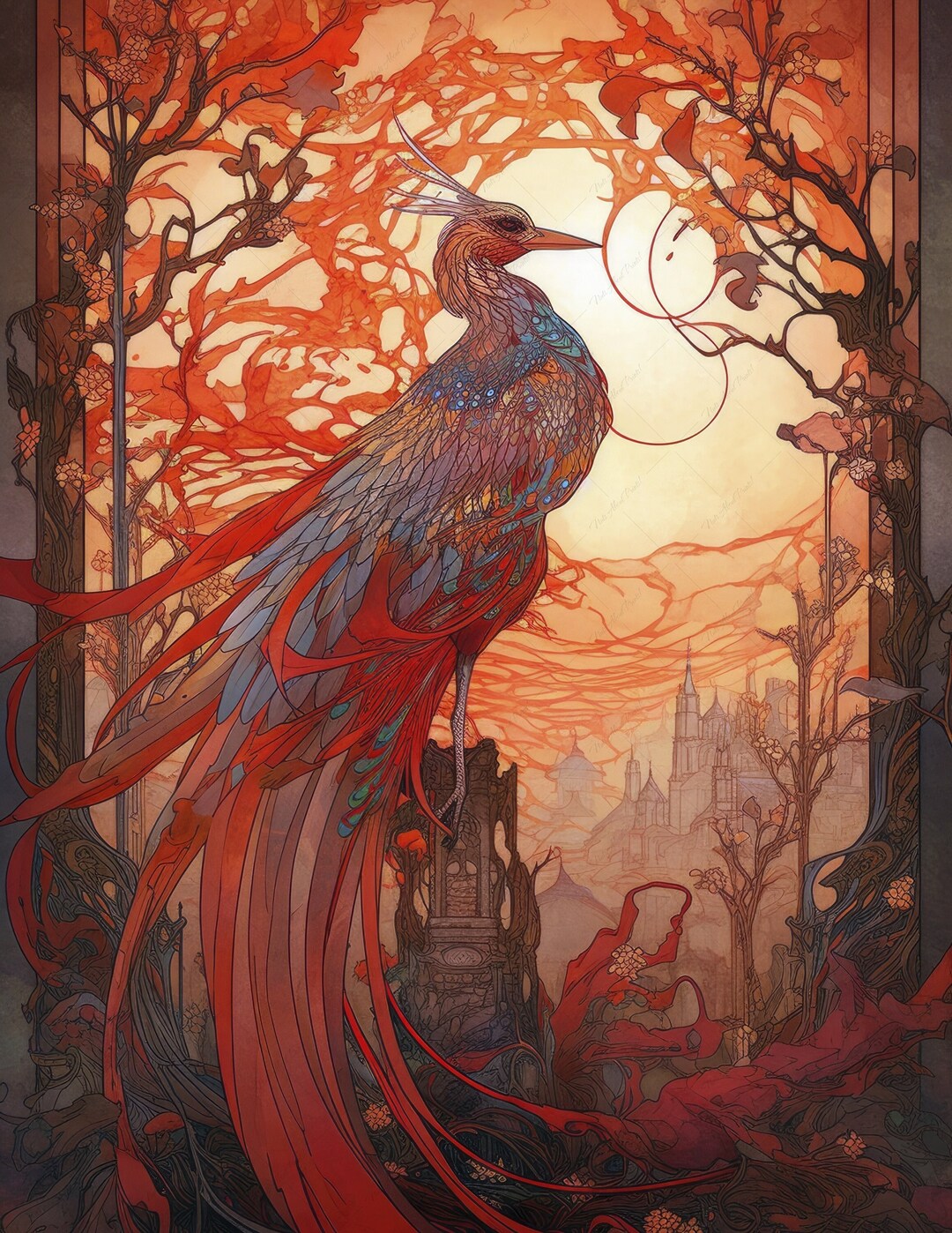 Fantasy Phoenix Digital Paper, Phoenix Journal, Printable Scrapbook ...