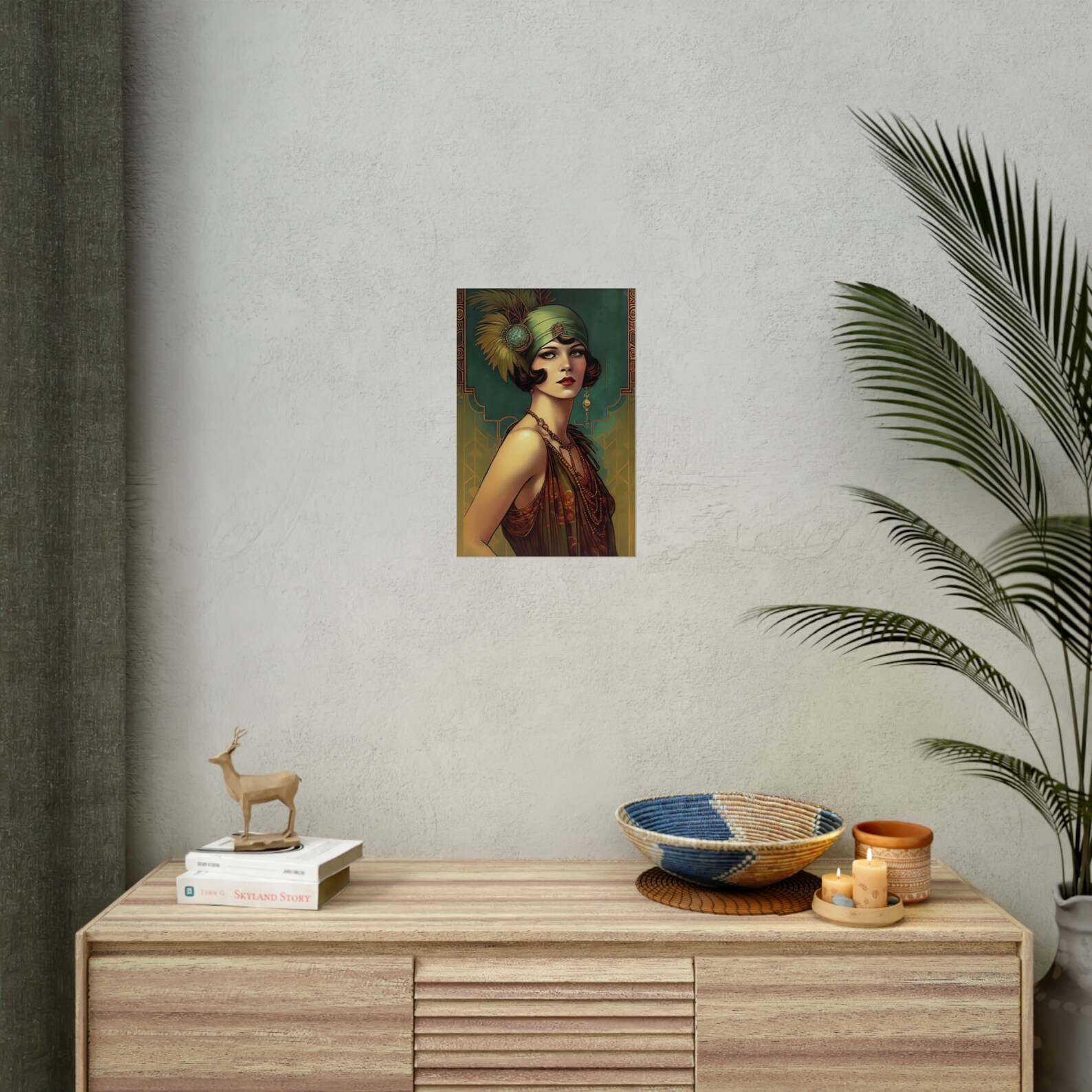 Flapper Girl Art Deco Poster - Portrait Wall Art Print Great Gatsby ...