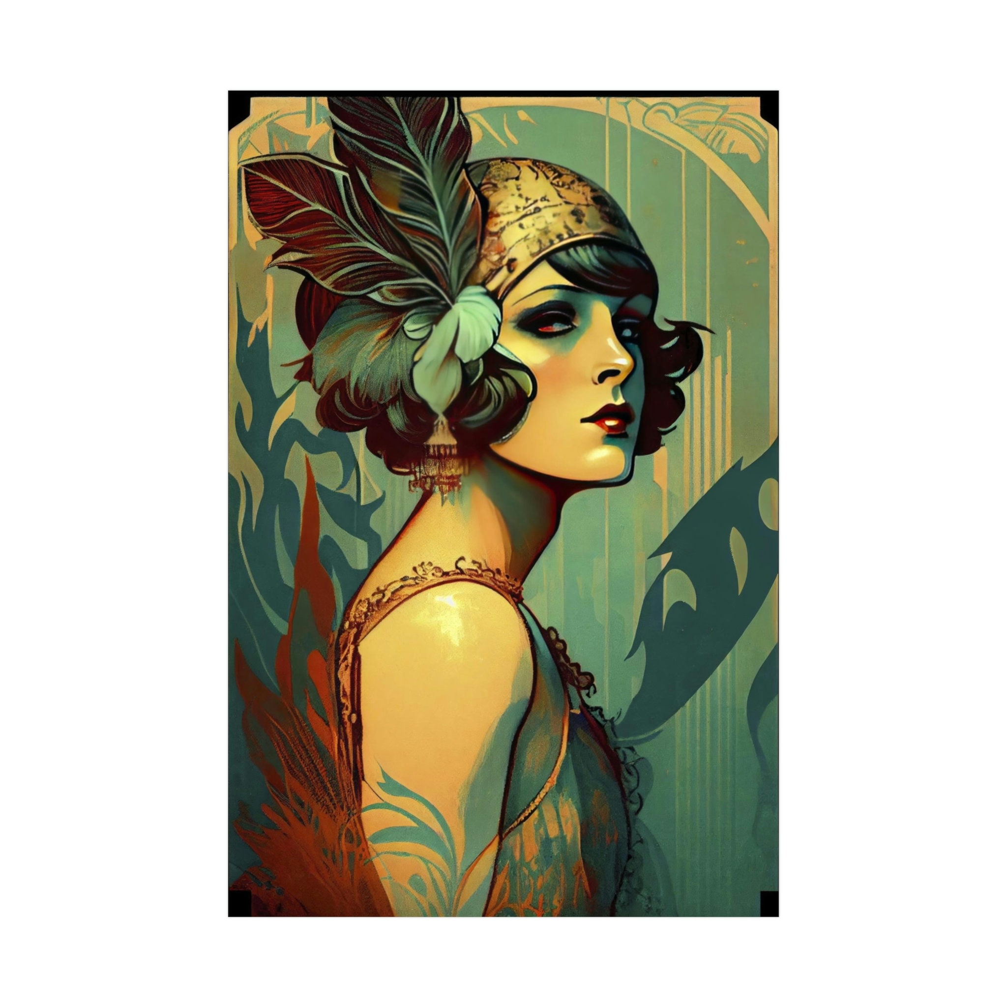 Flapper Girl Art Deco Poster - Portrait Wall Art Print Great Gatsby ...