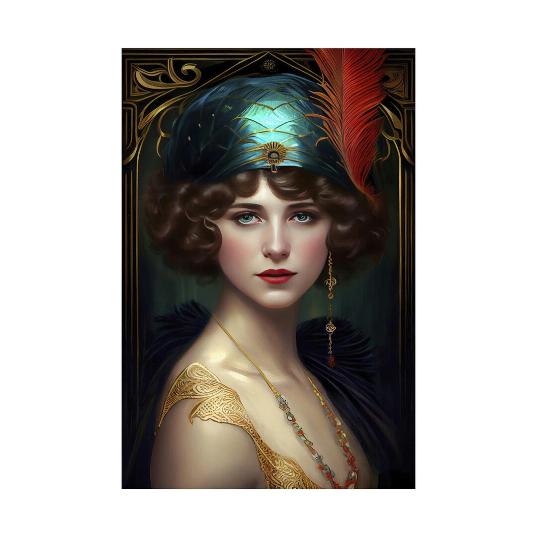 Flapper Girl Art Deco Poster Portrait Wall Art Print Great Gatsby 1920s T Roaring 20s Etsy