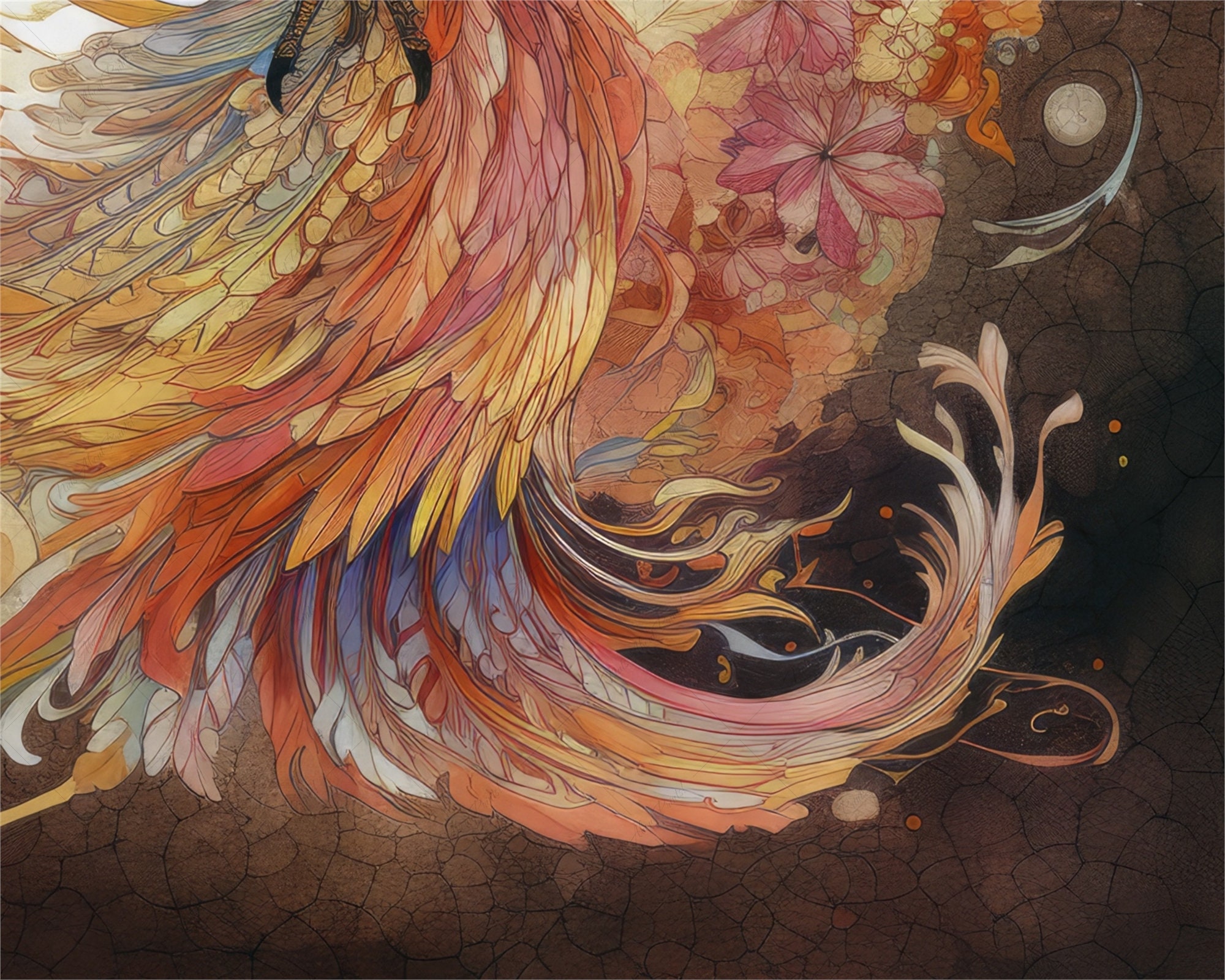 Fantasy Phoenix - Digital Paper, Phoenix Journal, Printable Scrapbook ...