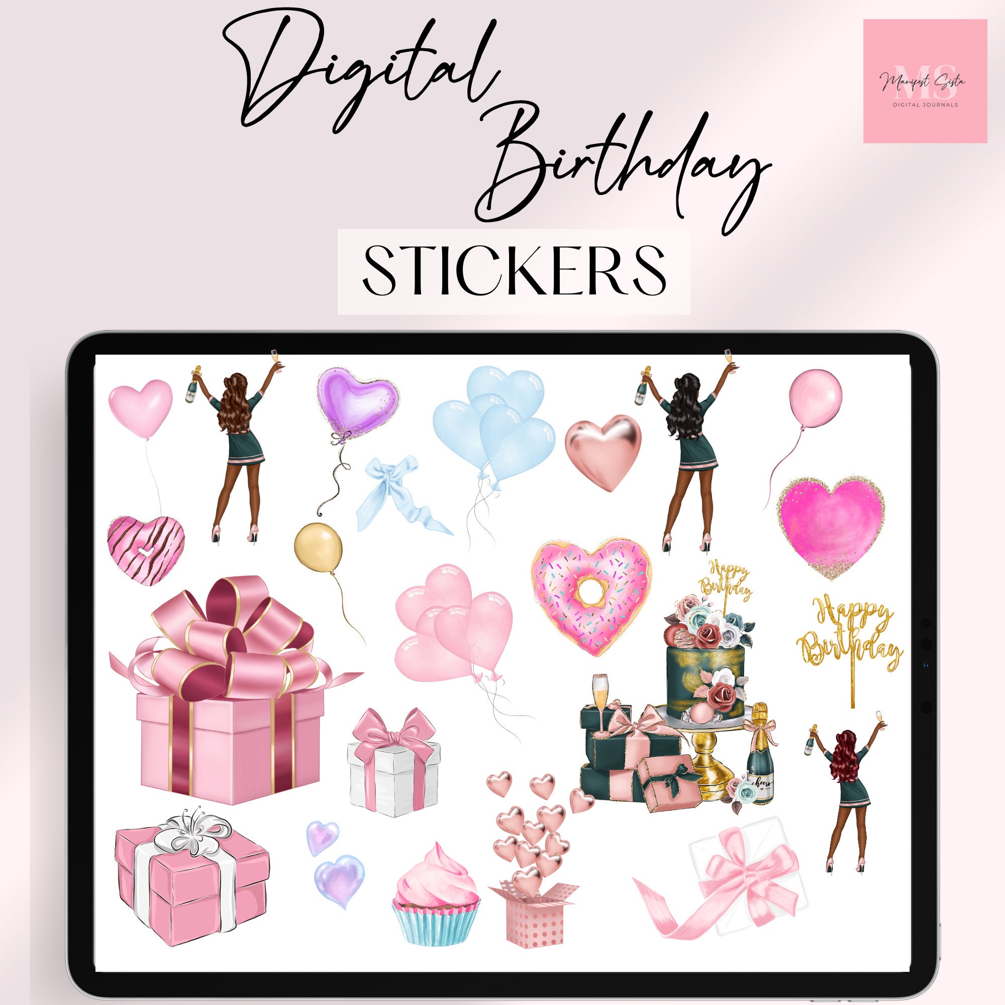 Digital Birthday Stickers | Goodnotes Stickers | Birthday Planner ...