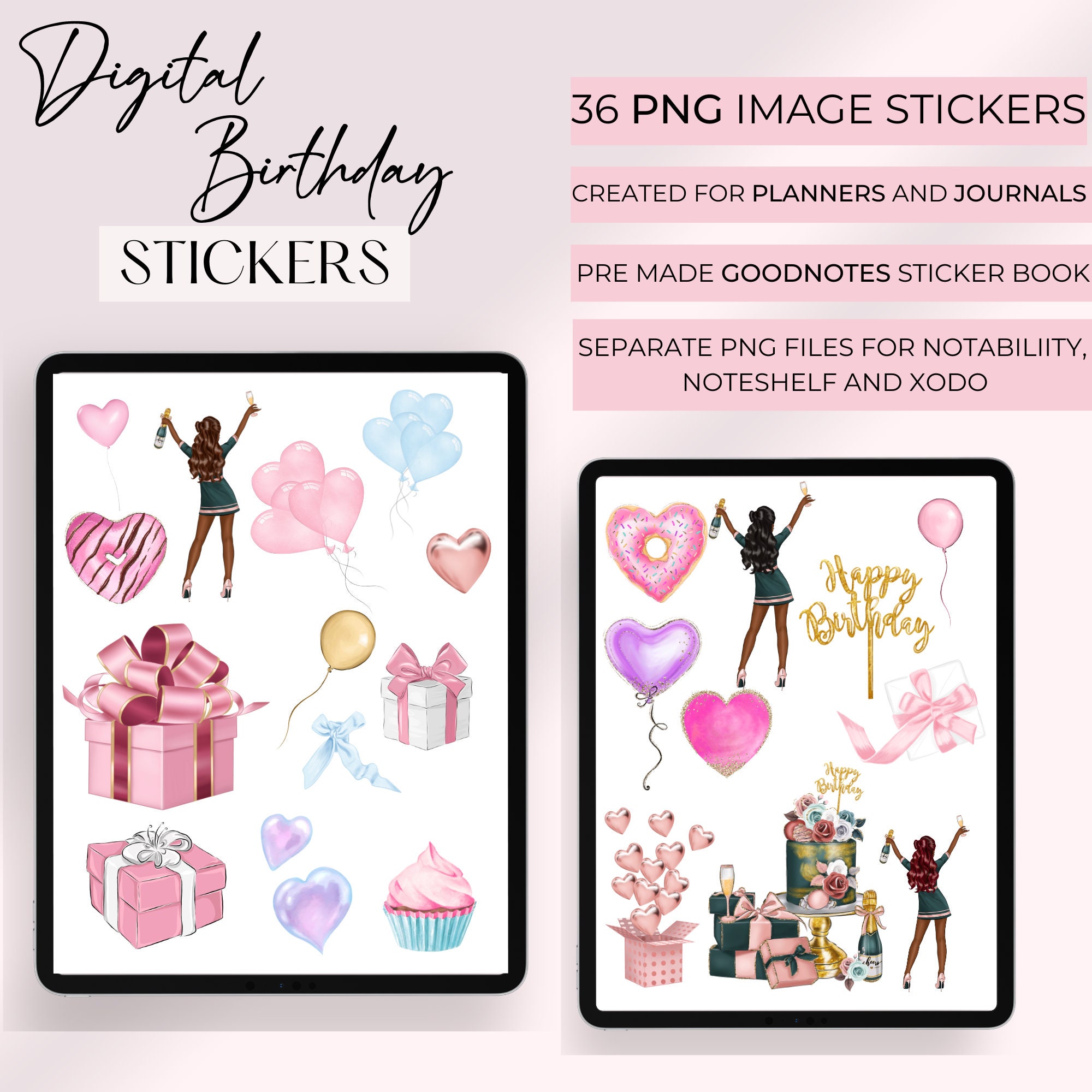 Digital Birthday Stickers | Goodnotes Stickers | Birthday Planner ...
