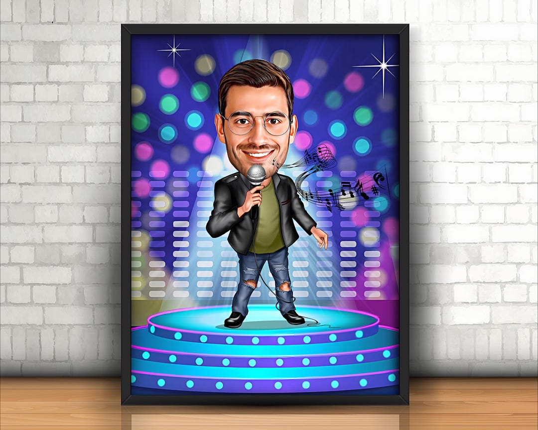 Singer Caricature, Custom Cartoon Gift for Musician, Personalized Funny ...