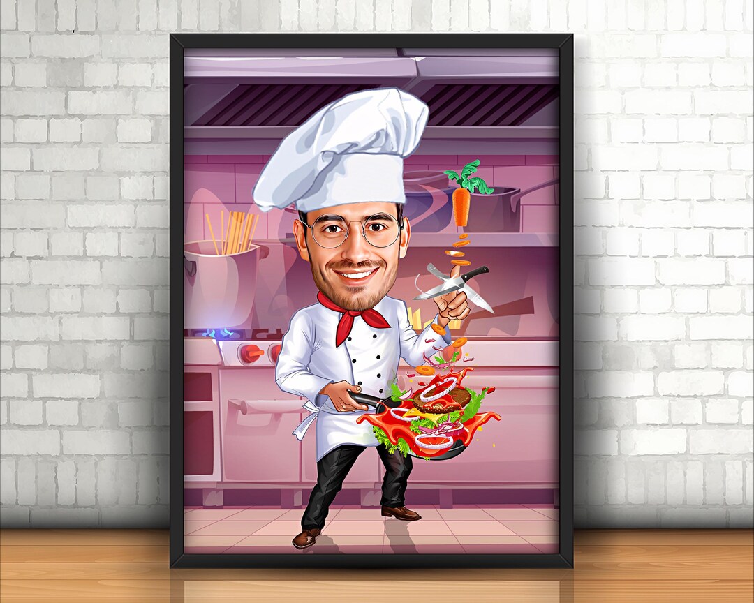 Chef Caricature, Custom Cartoon From Photo, Personalized Caricature of ...