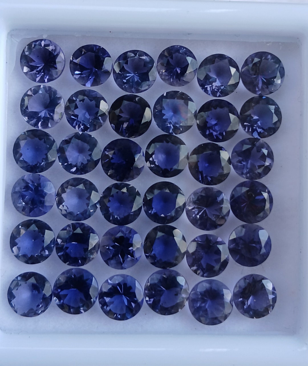 Good Quality Quality Natural Blue Lolite Faceted Round Shape Size 5 M.M ...