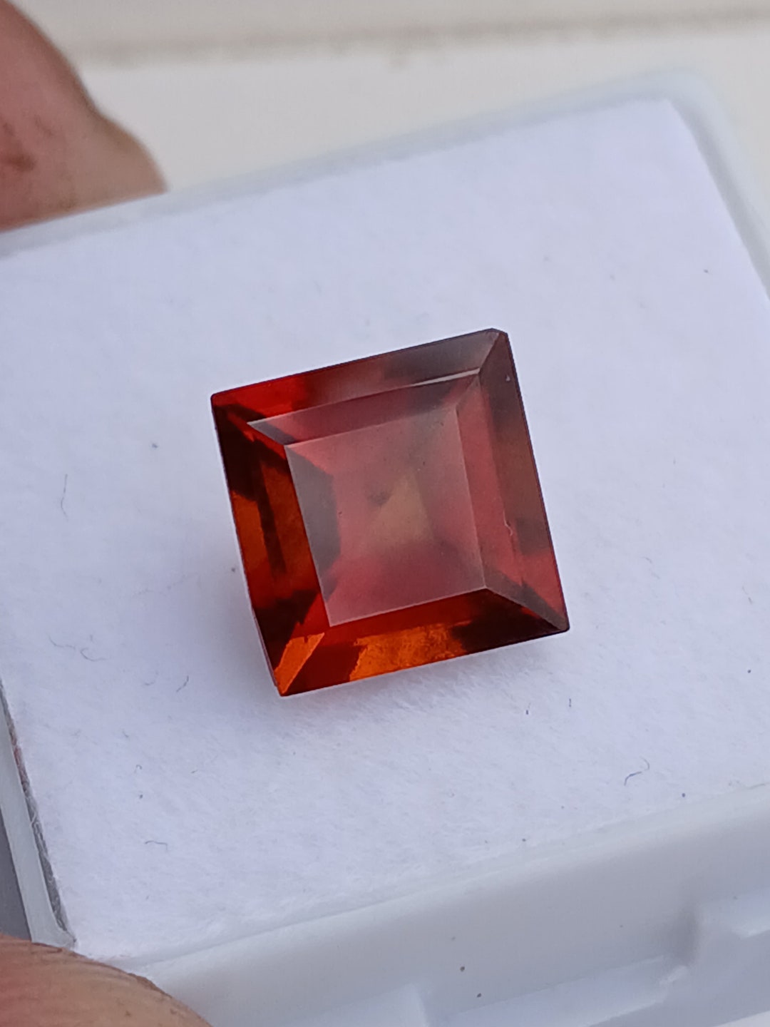 Faceted Square Hessonite Garnet: Natural Gemstone, 3.60 Ct, 8.60 MM - Etsy