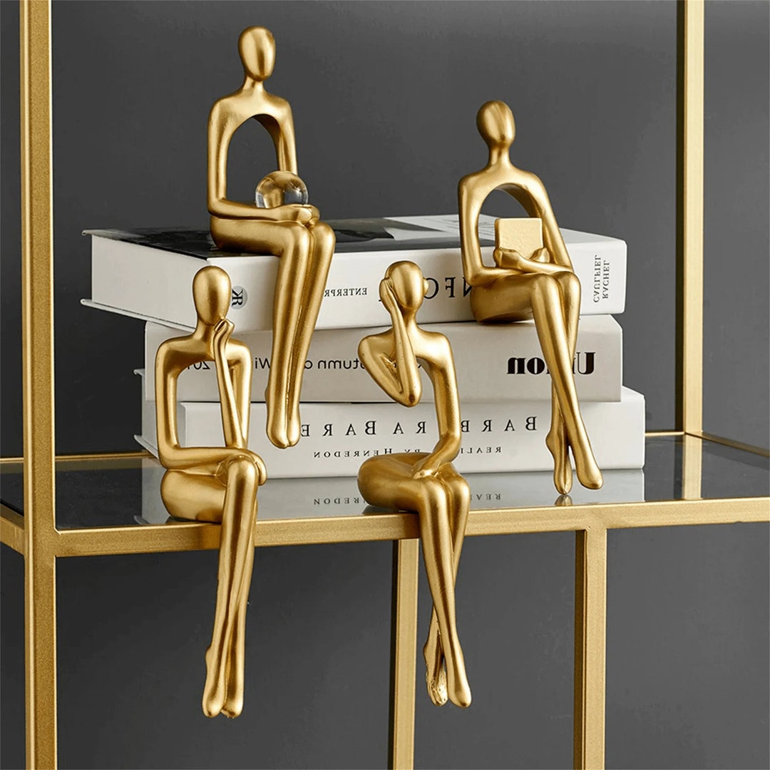 Golden Abstract Figurines Nordic Decorative Statues Office Decorative ...