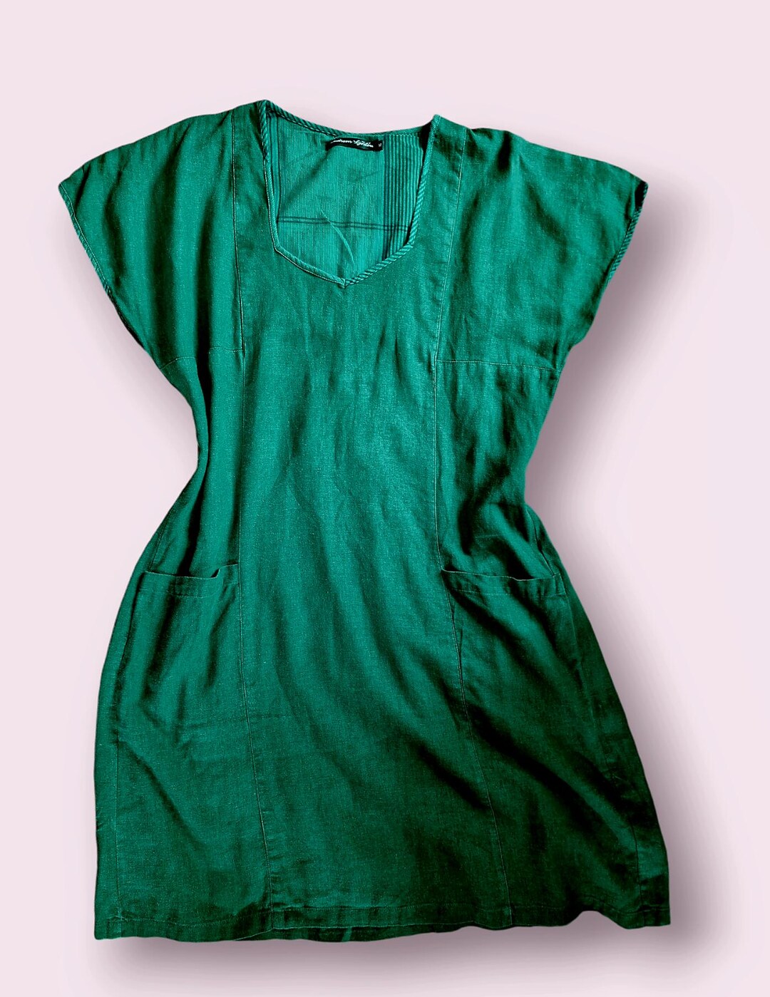 G. Sj Bottle Green Linen Tunic - Etsy
