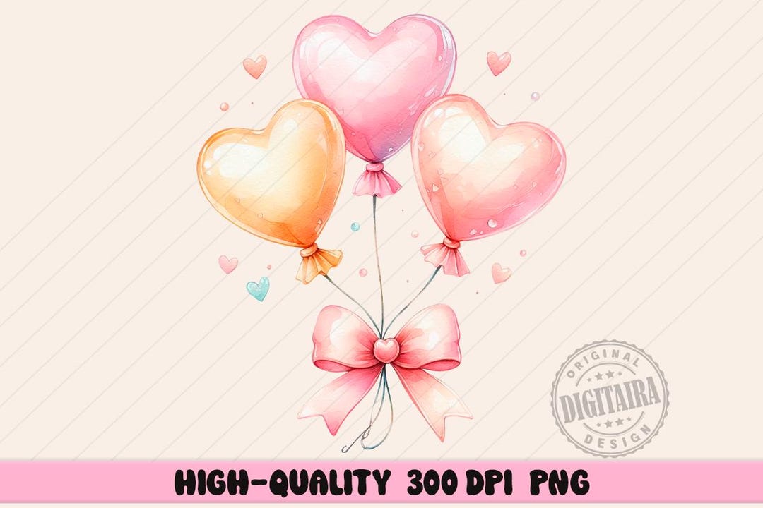 Balloons Png-valentine's Day Sublimation Digital Design Download-hearts ...