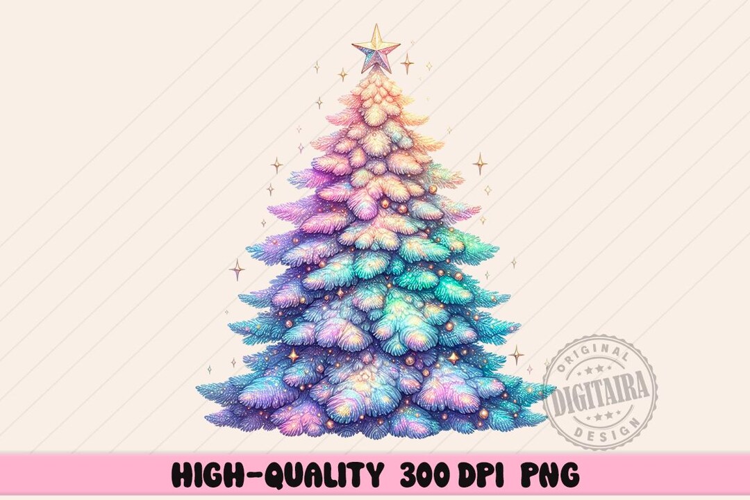 Iridescent Christmas Tree PNG, Coquette Christmas Png, Iridescent ...