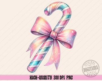 Candy Cane Png Christmas Png Glitter Christmas Png Coquette Holiday Png ...