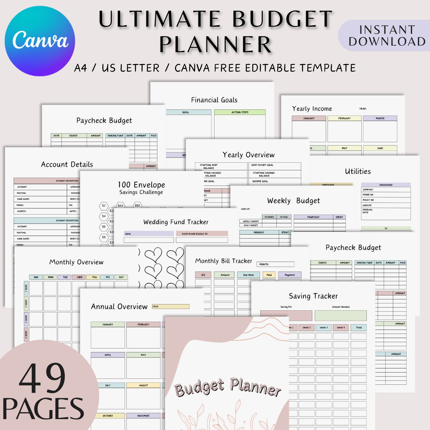 Budget Planner Printable PDF, Ultimate Financial Planner Printable ...
