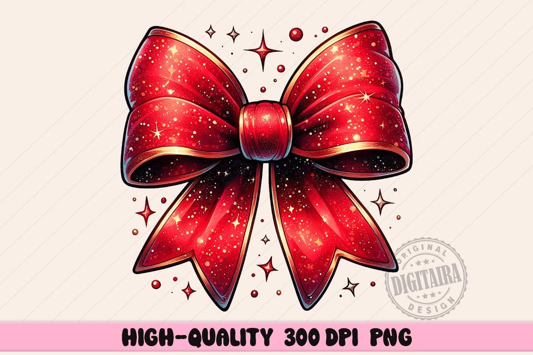 Coquette Christmas Png Coquette Bow Png Christmas Girly Png Glitter Bow ...