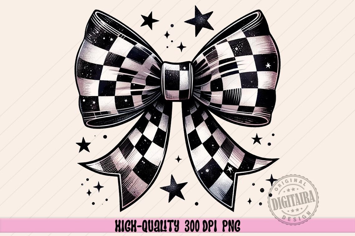 Checkered Coquette Bow Png Sublimation Design Download, Race Day Png ...
