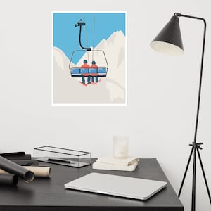 Personalized Skiing Chairlift Couple Poster, Vintage Chairlift Print - Etsy