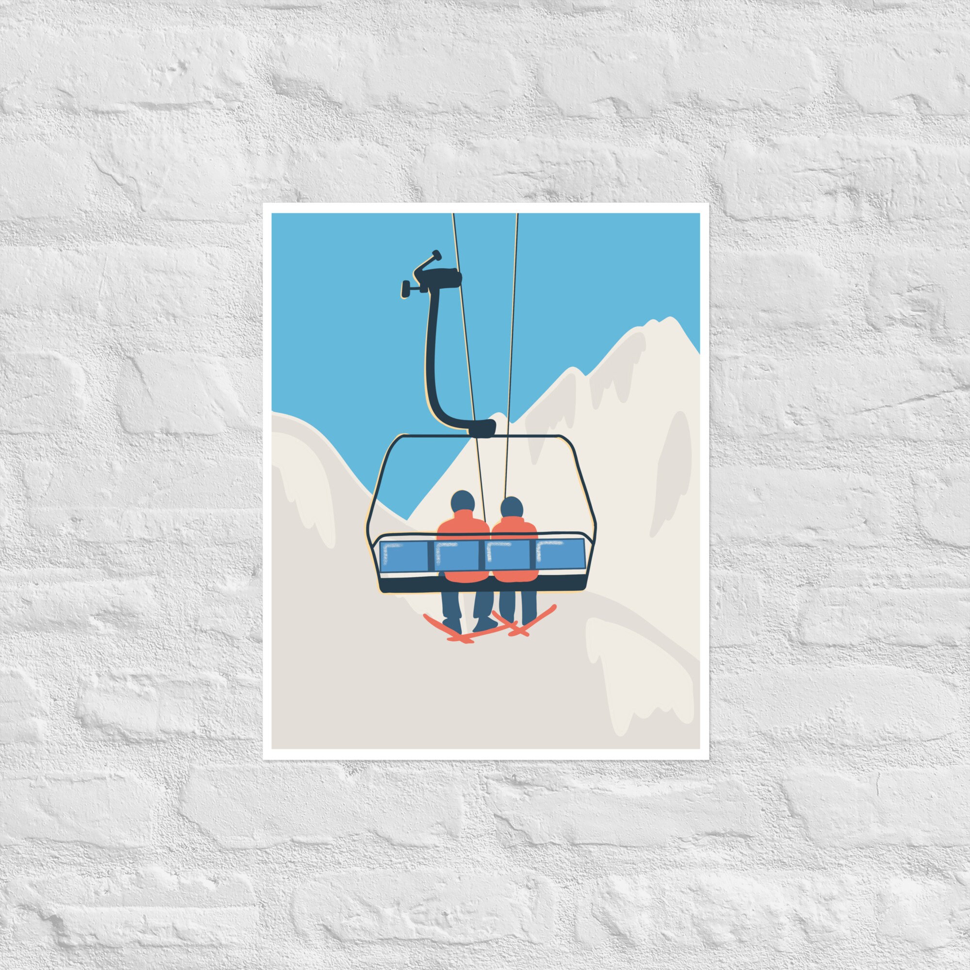 Personalized Skiing Chairlift Couple Poster, Vintage Chairlift Print - Etsy