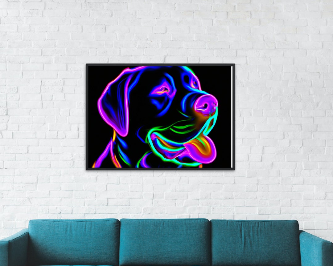 Abstract Neon Happy Labrador Retriever Digital Print - Etsy