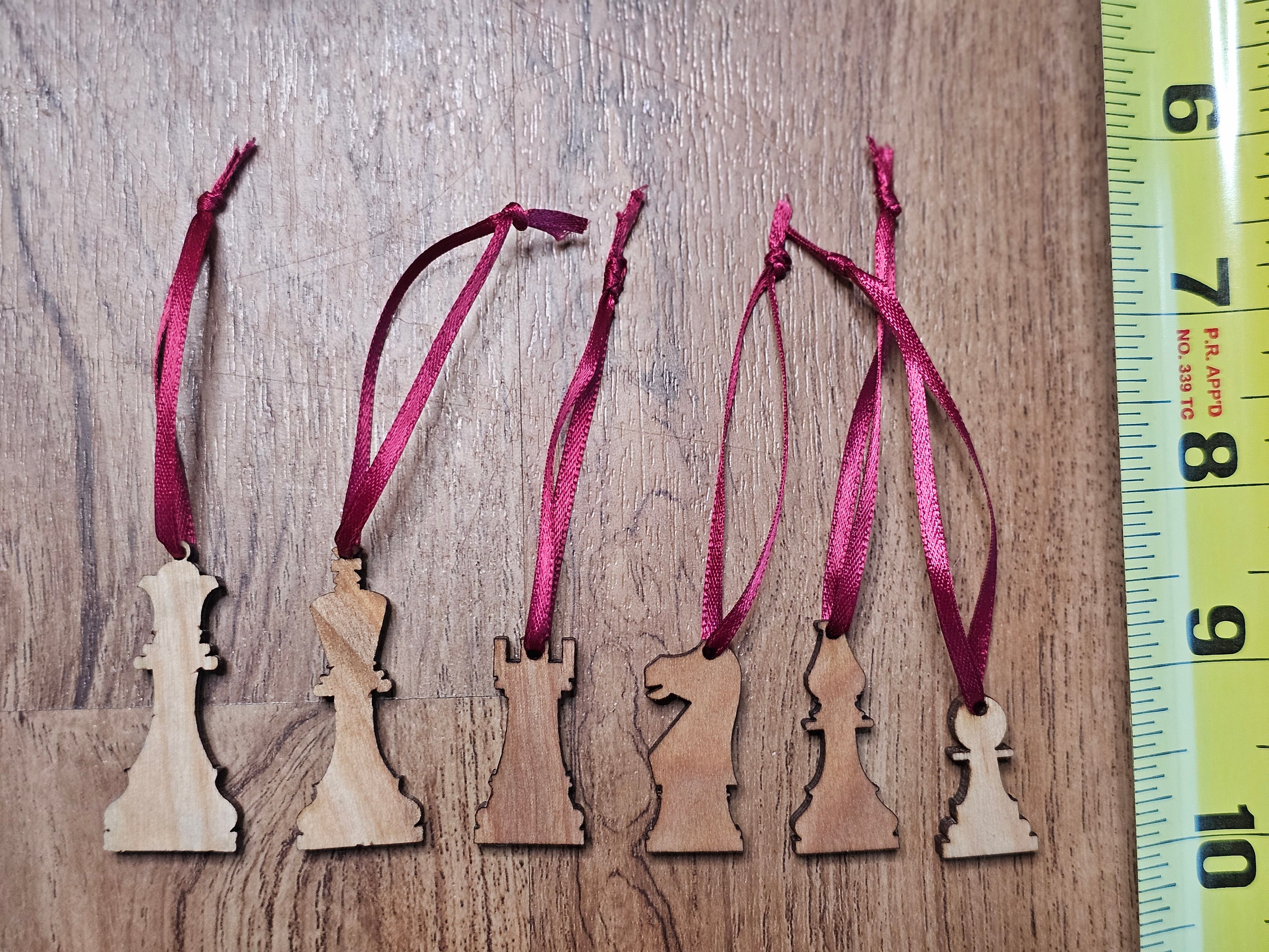 32-piece Laser Cut Wooden Chess Pieces Ornaments - Etsy