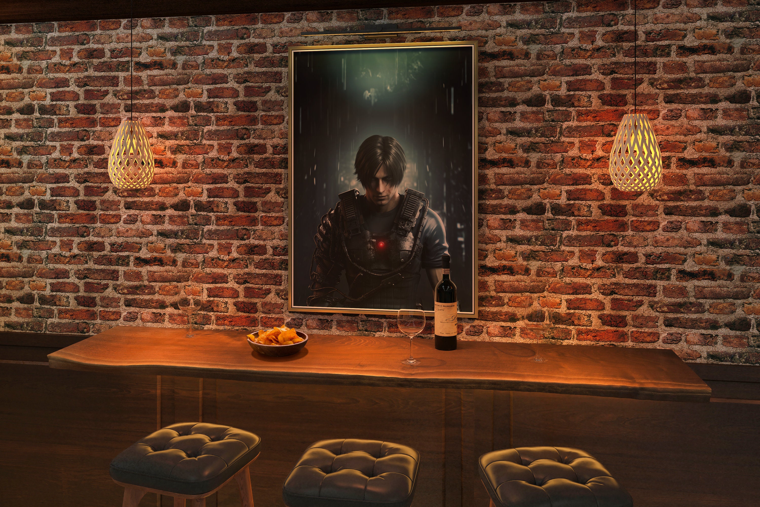 Cyberpunk Leon Kennedy Resident Evil Concept Art High Quality Digital ...