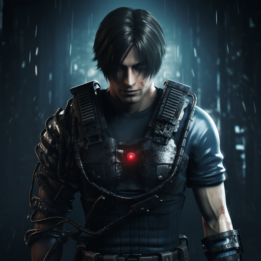 Cyberpunk Leon Kennedy Resident Evil Concept Art High Quality Digital ...
