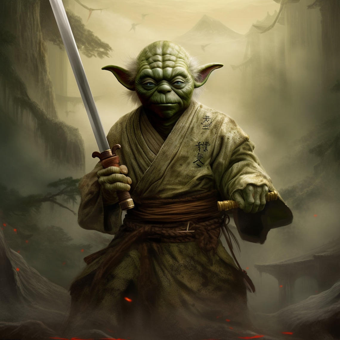 Samurai Yoda Star Wars Concept Art High Quality Digital Print - Etsy UK