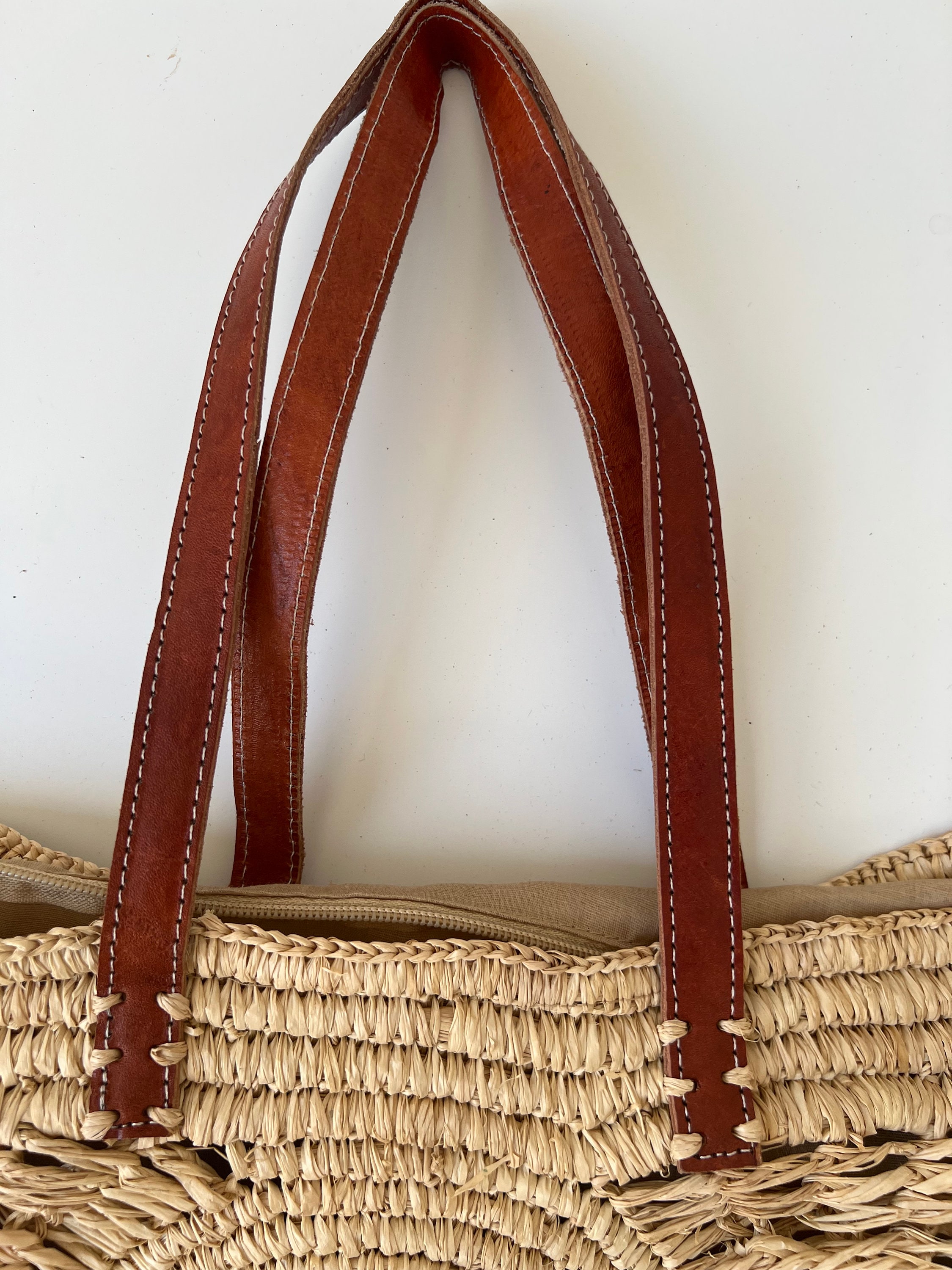 Grand Sac Plage En Raphia Fait Main Sac Femme Pour L'Été - Etsy