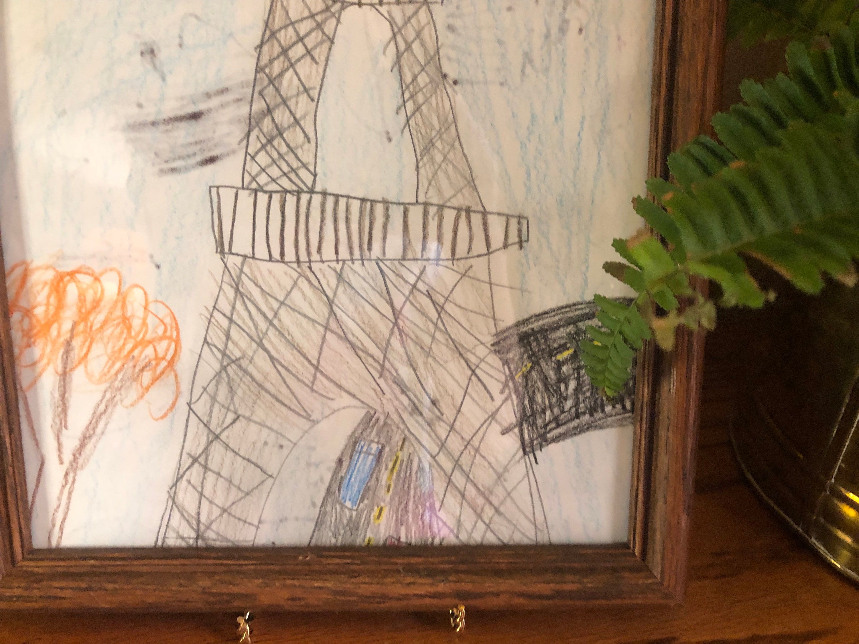 Colored Pencil and Sharpie Drawing the Eiffel Tree Child Art - Etsy