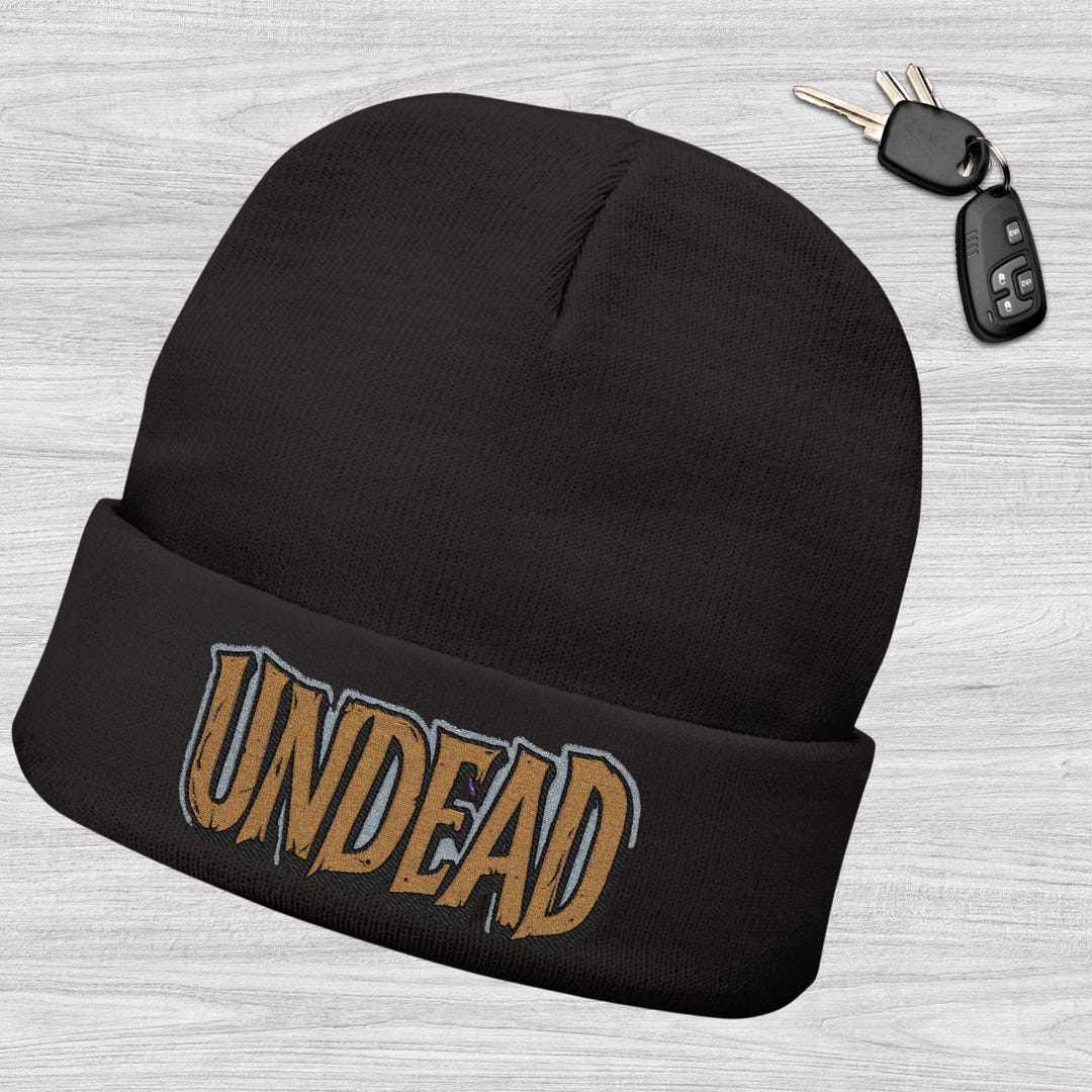 Embroidered Zombie Knit Beanie: Halloween Horror Hat, Winter Accessory ...