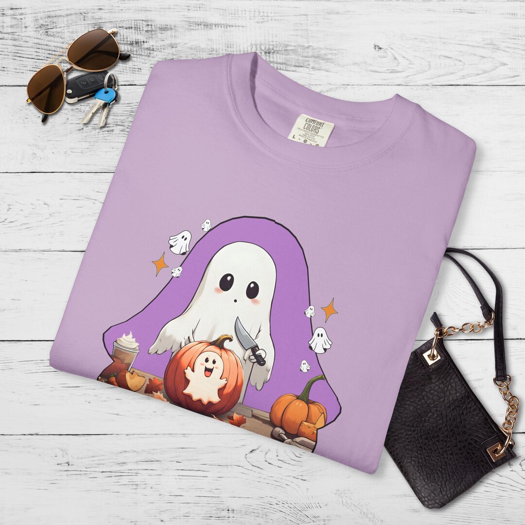 Personalized Comfort Colors Ghost T-shirt: Charming Halloween Tee - Etsy