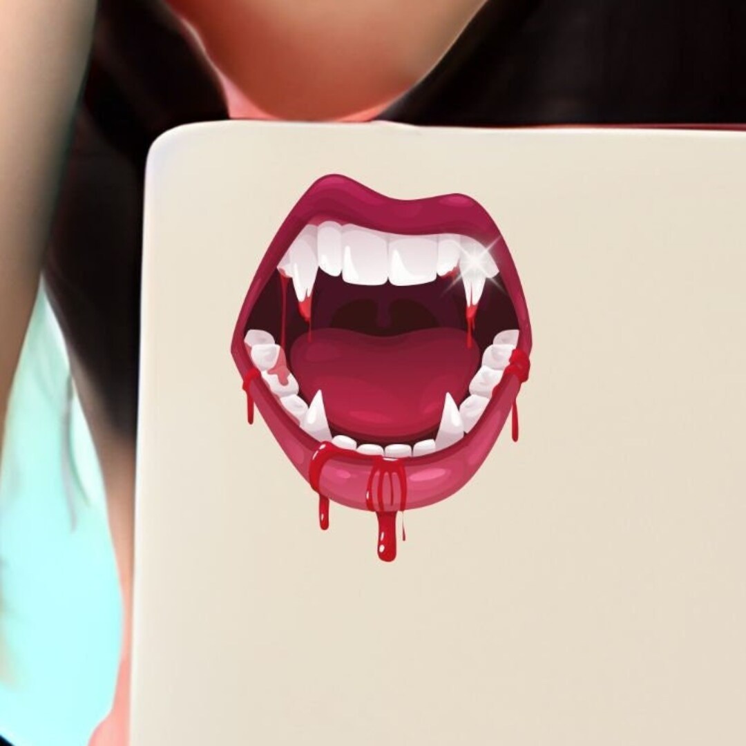 Lipstick Vampire Halloween Sticker Transparent Cut She Vampire Stickers ...