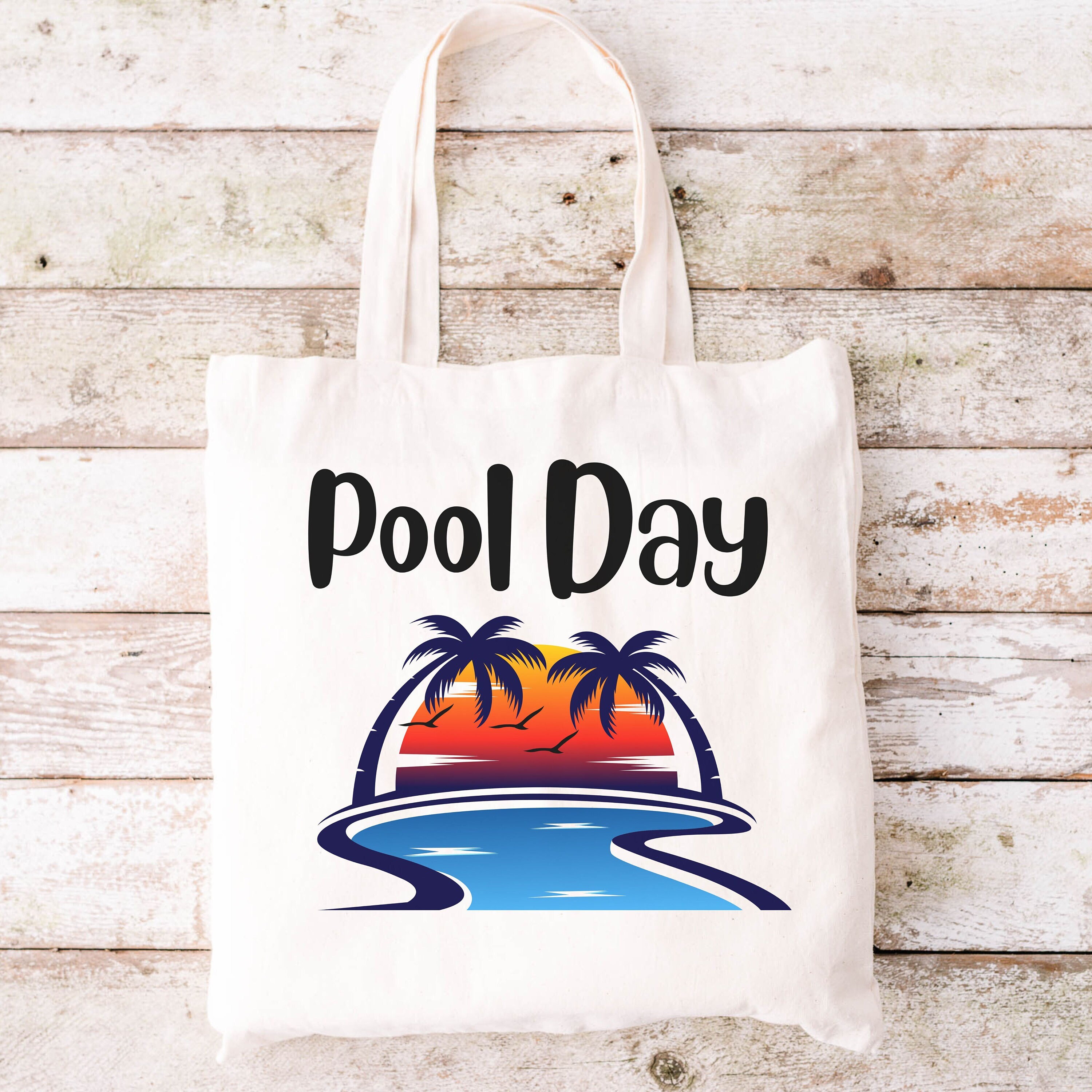 Pool Day Tote Bag, Cute Fun Canvas Tote Bag, Pool Tote Bag, Swim Suit ...