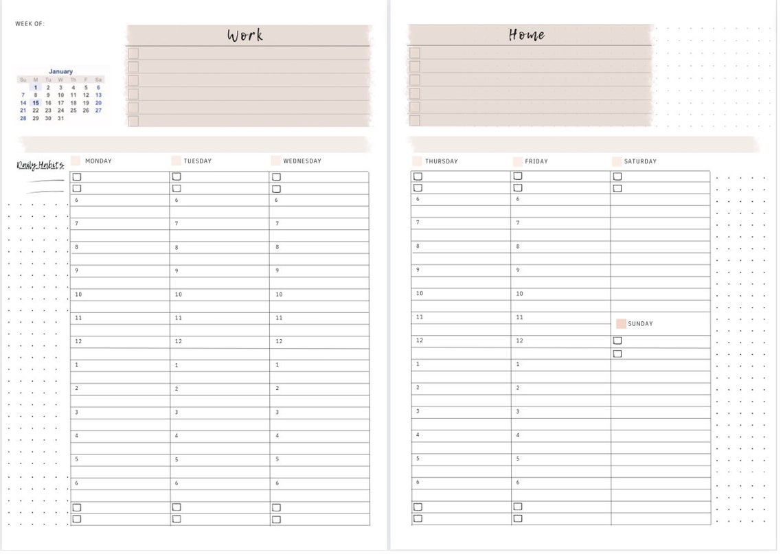 Full Letter Size Printable Planner: Weekly With Hourly Agenda - Etsy