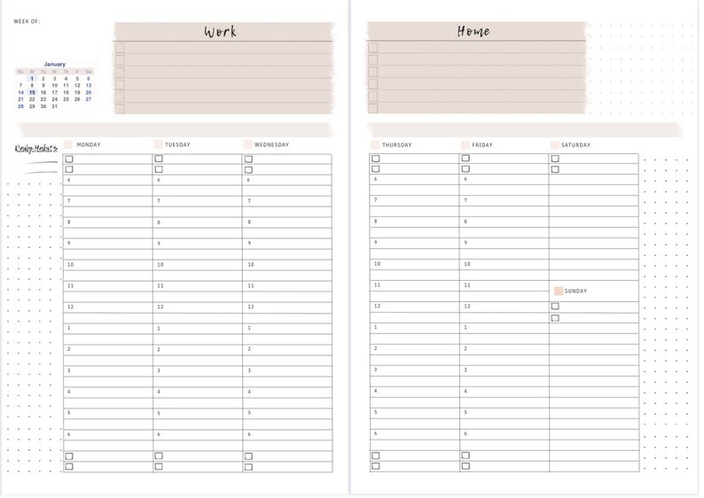 Full Letter Size Printable Planner: Weekly With Hourly Agenda - Etsy