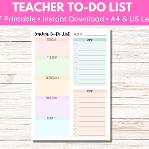 Teacher to Do List | Weekly Teacher Planning Page | Printable Teacher ...