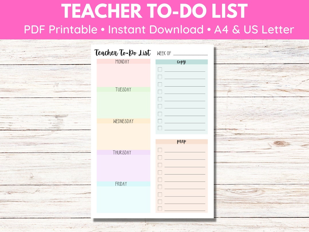 Teacher to Do List | Weekly Teacher Planning Page | Printable Teacher ...