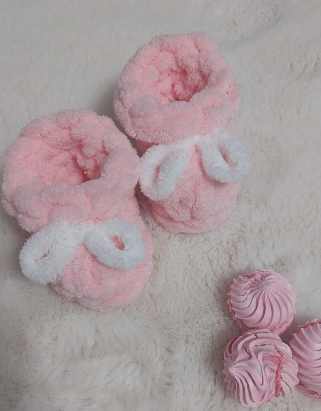 Knitted Baby Booties Handmade Soft Booties With Alize Puffy - Etsy