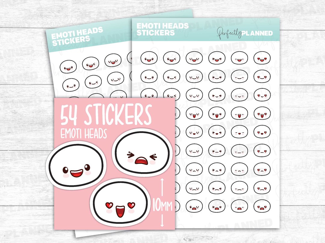 54 EMOTI HEADS, Mood Stickers / Kawaii Stickers for Your Planner ...