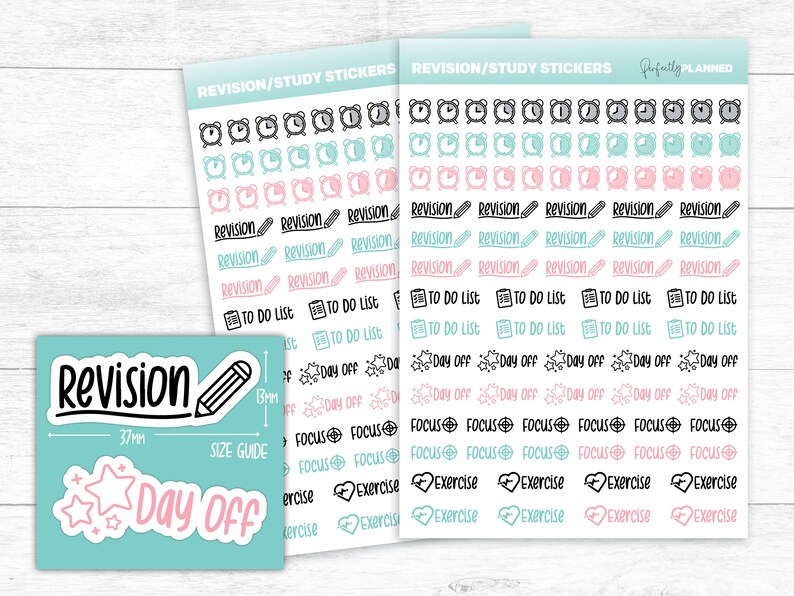 89 Study/revision Mixed Colour Planner Sticker Sheet A4 School Planner ...